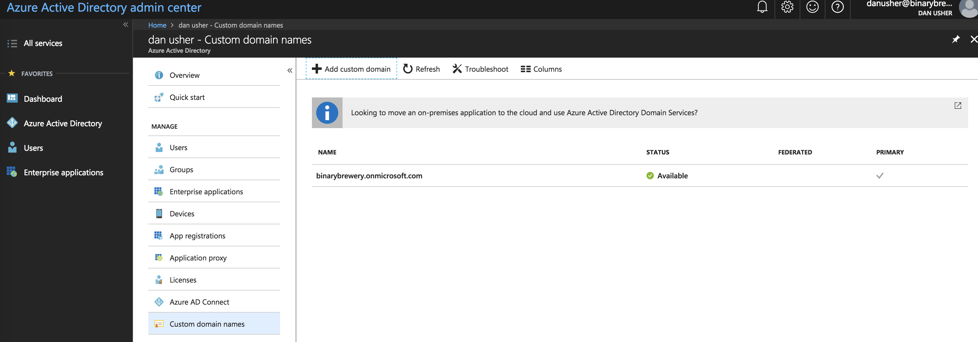 Azure: Setting up a custom domain for Office 365 by way of Azure Active ...